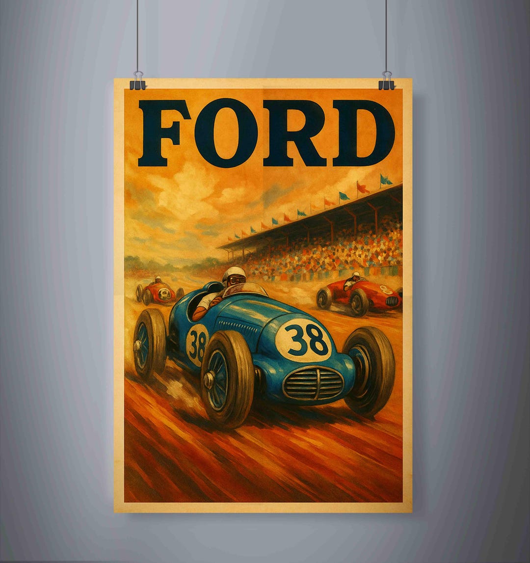 Vintage Ford Poster to Print – Retro Old Car Poster – Garage, Office or ...