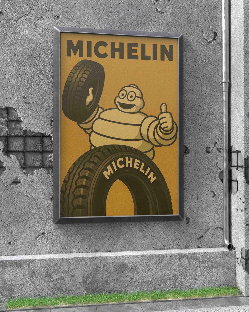 Vintage Michelin Poster – Retro Poster Bibendum Auto Tire Garage Wall ...