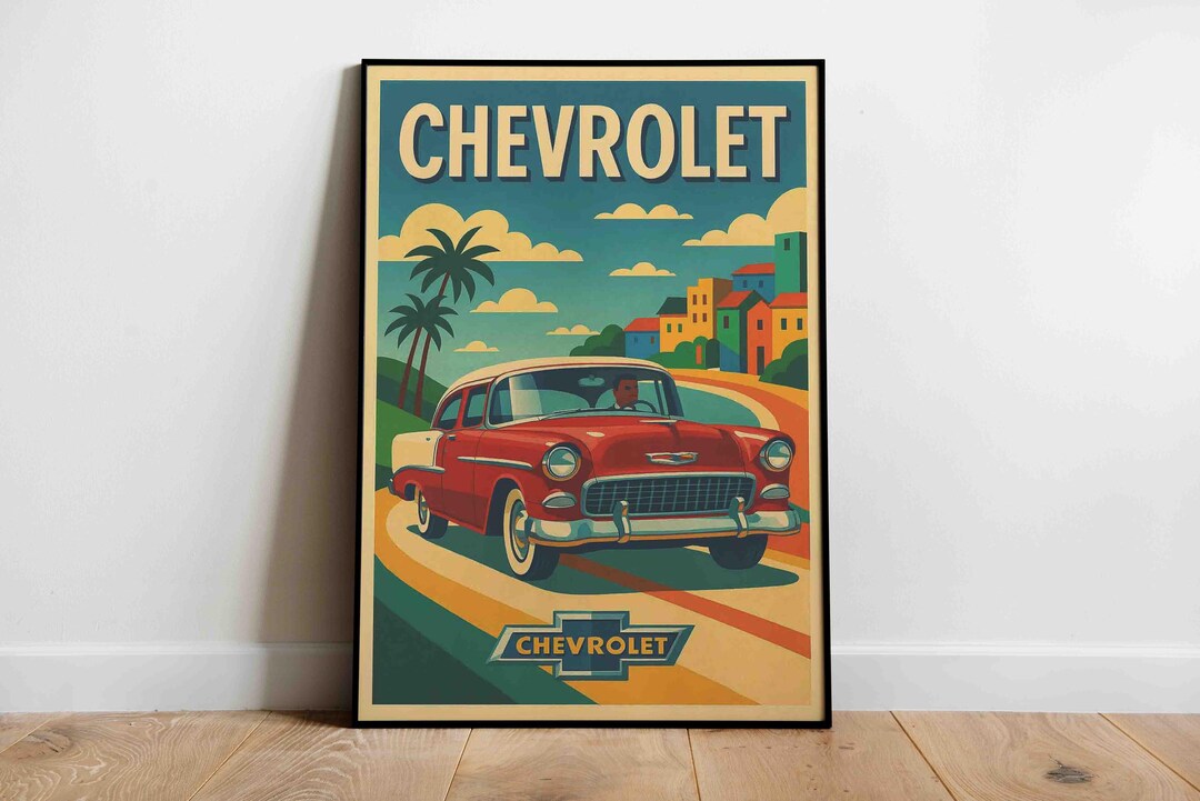 Vintage Chevrolet Poster to Print – Retro USA Poster for Garage, Living ...