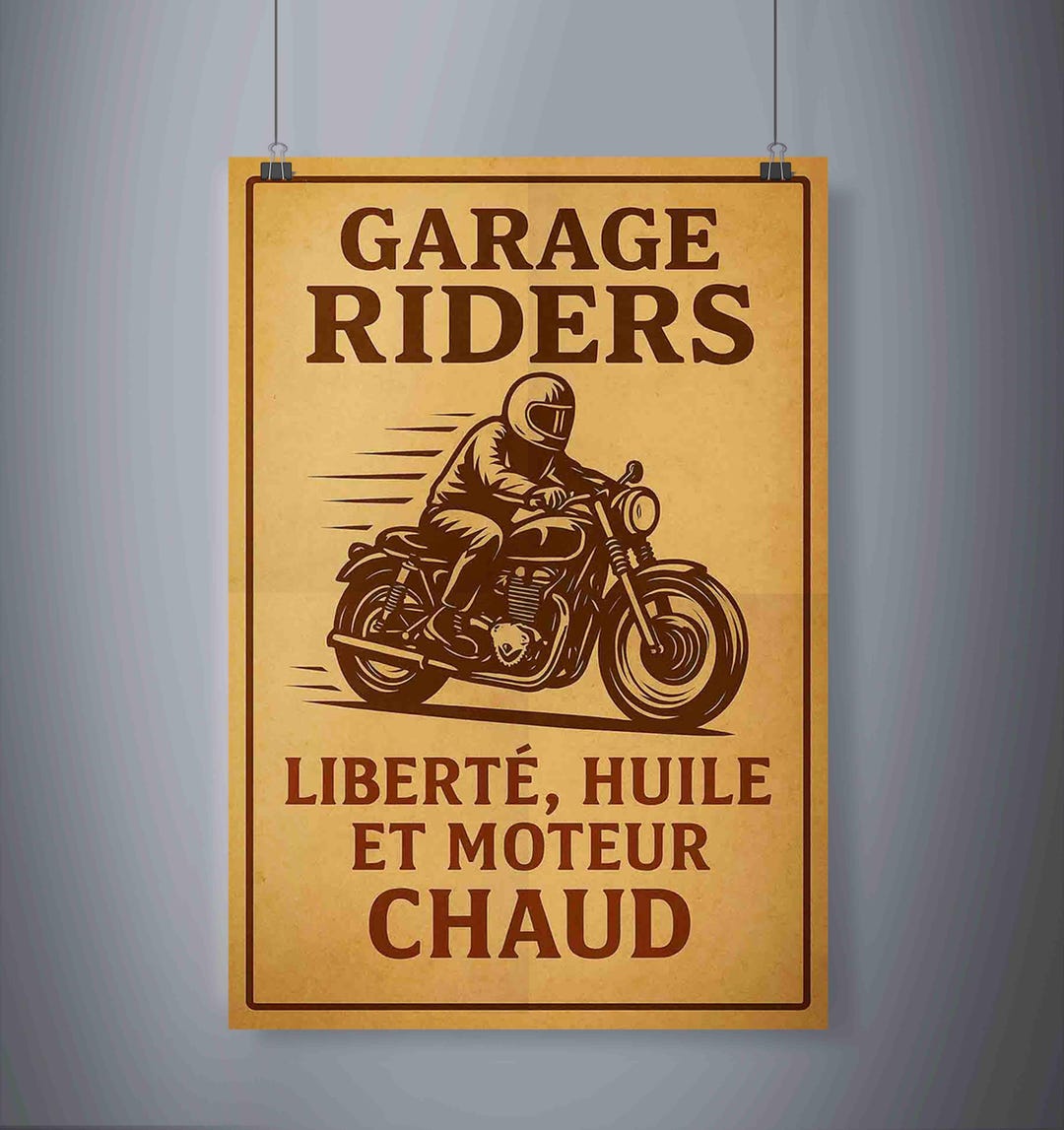Vintage Motorcycle Poster to Print – Retro Style Garage Riders Poster ...