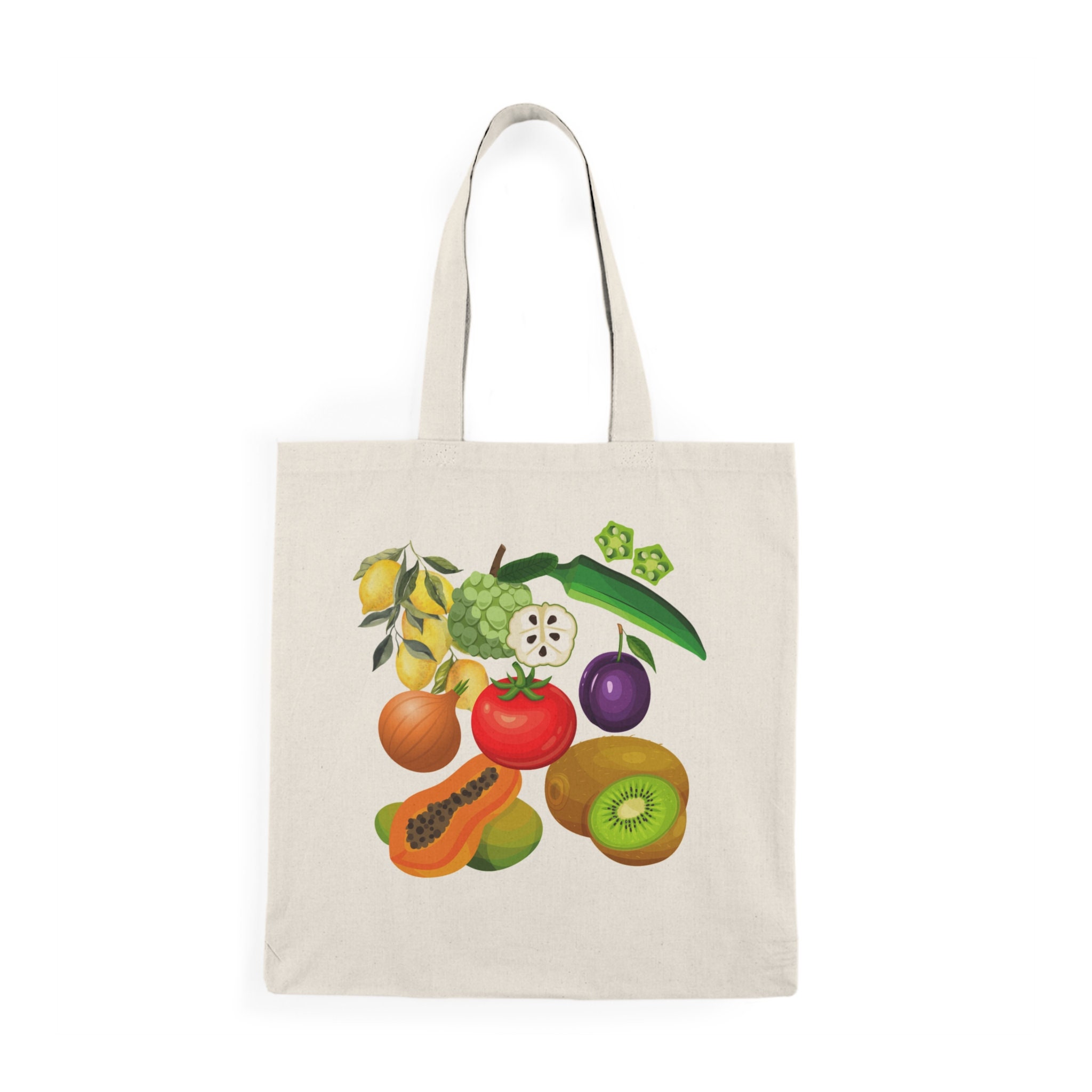 Vintage-inspired Fruit & Veggie Design 100% Cotton Tote Bag Eco ...