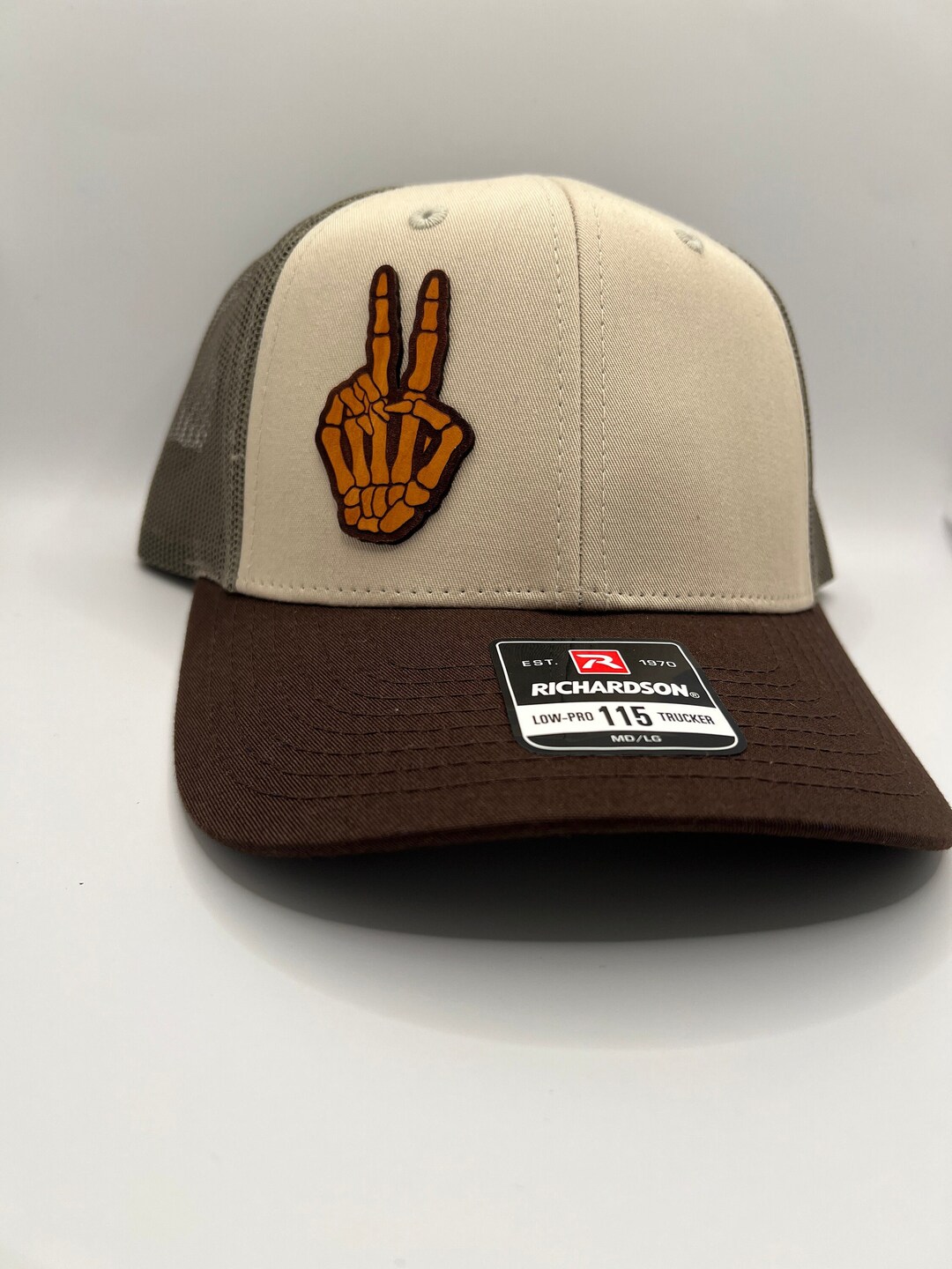 Skeleton Peace Sign Leather Engraved Patch Hat - Etsy