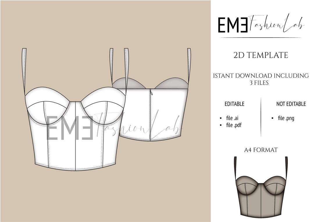 Bodice Technical Drawing black and White - Etsy