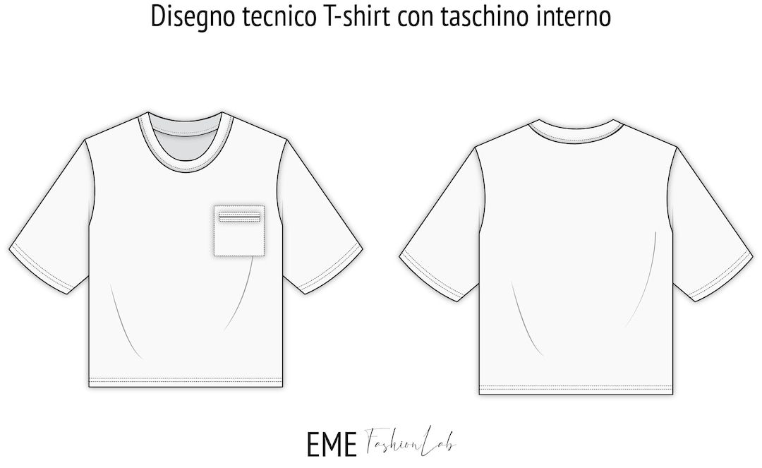 Technical Drawing T-shirt With Internal Pocket - Etsy