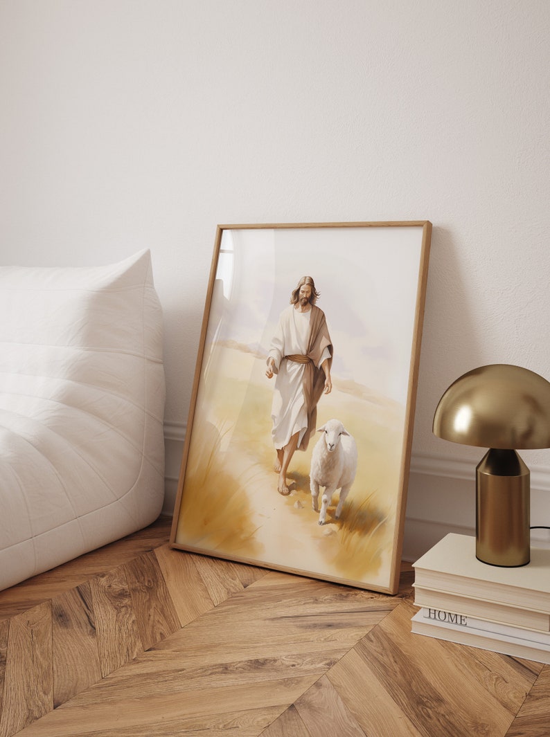 The Good Shepherd Poster, Jesus Leaves the 99 Sheep, Christian Modern ...