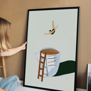 Coffee Diver Poster: Mid-century Kitchen Wall Art - Etsy