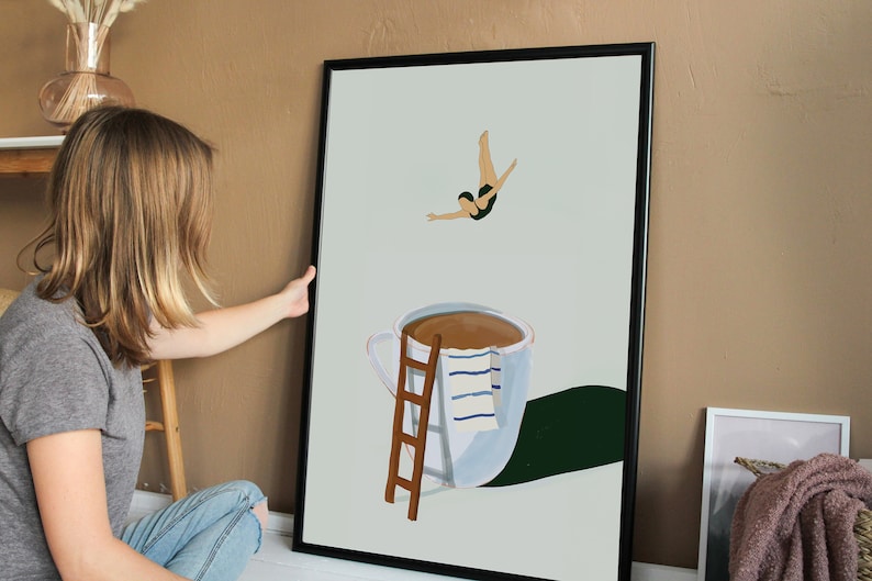 Coffee Diver Poster: Mid-century Kitchen Wall Art - Etsy