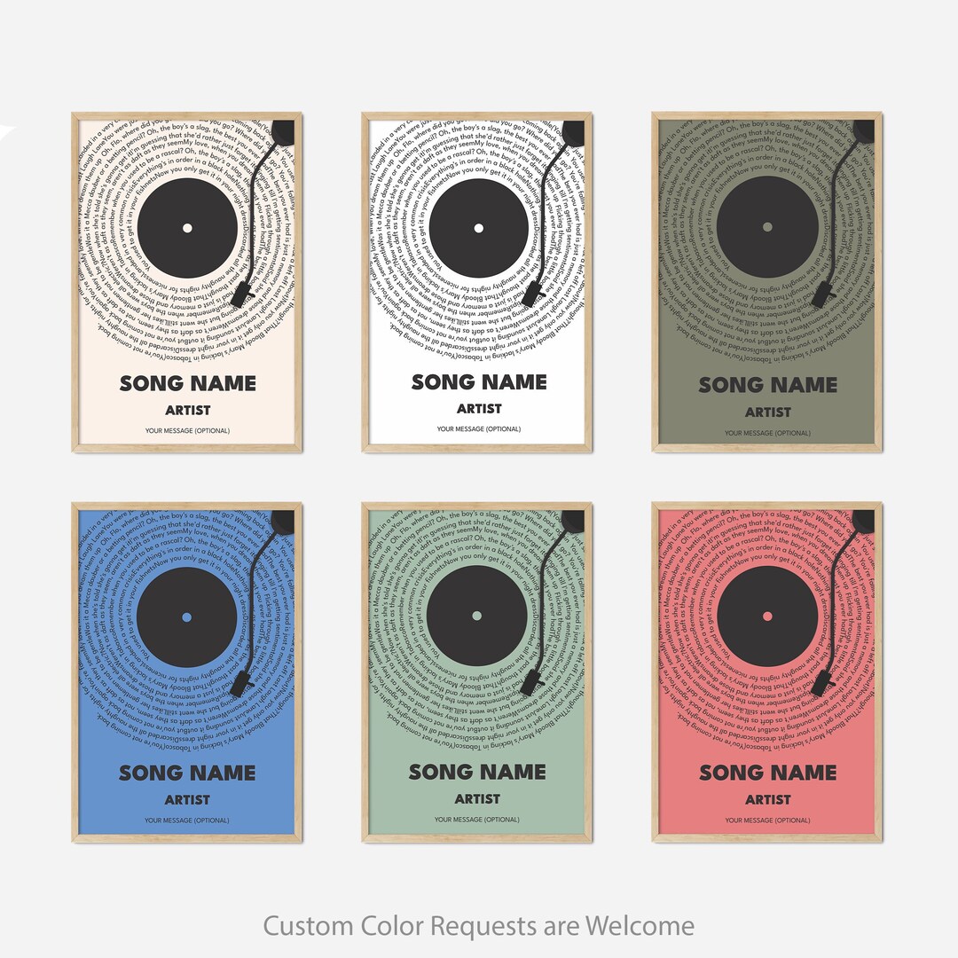 Custom Song Lyrics Print, Personalised Music Poster, Customizable Music ...