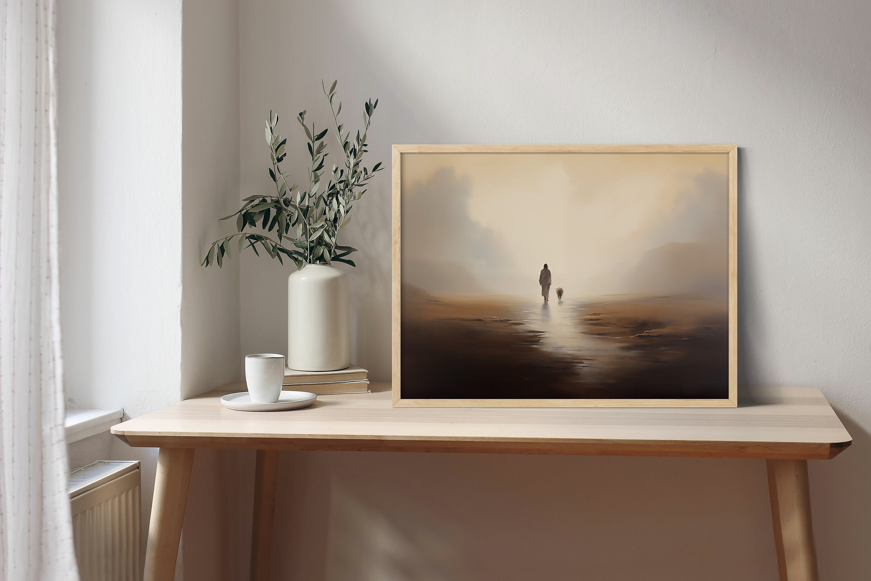 The Good Shepherd Poster, Jesus Leaves the 99 Sheep, Watercolor Bible ...