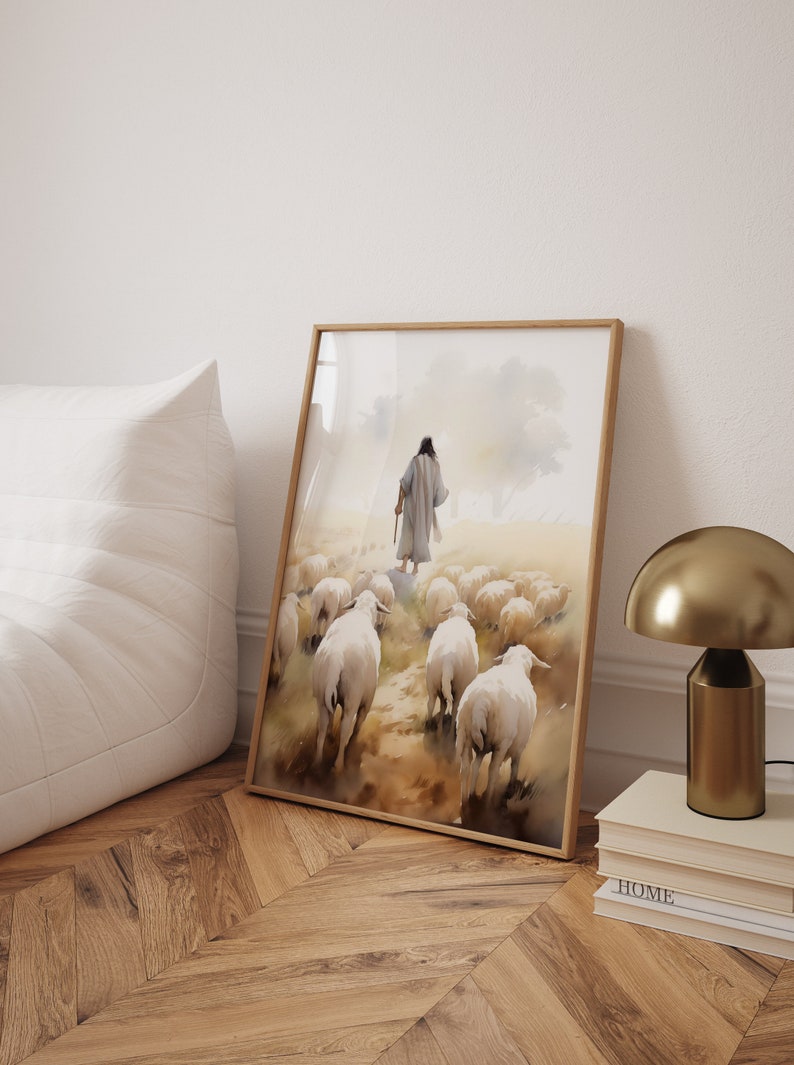 The Good Shepherd Poster, Jesus Leaves the 99 Sheep, Christian Modern ...