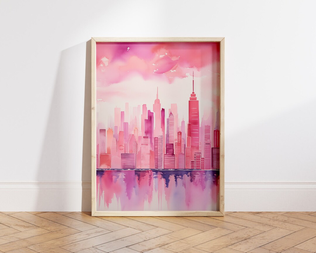Watercolor New York City Print: Preppy Manhattan Wall Art (digital File ...