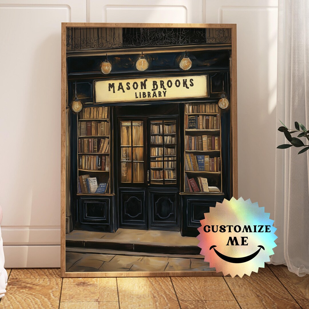 Custom Library Poster, Personalized Gift Idea for Book Lovers ...