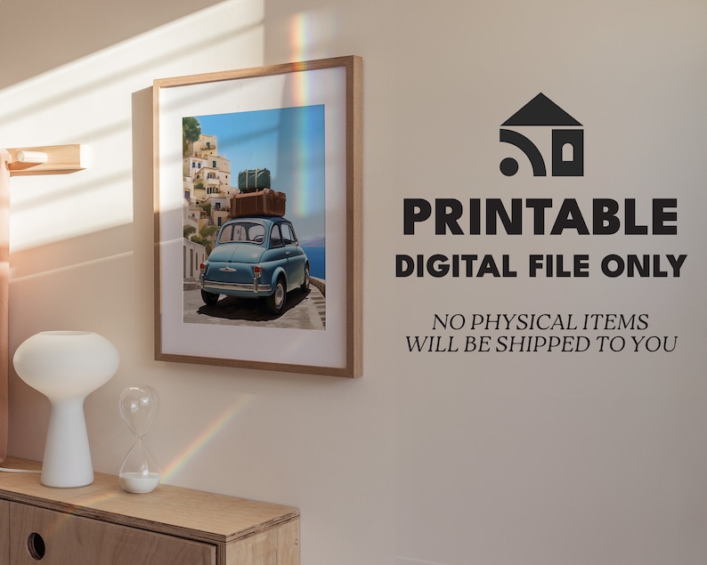 Fiat 500 Print: Retro Italian Car, Amalfi Coast Art (digital File) - Etsy