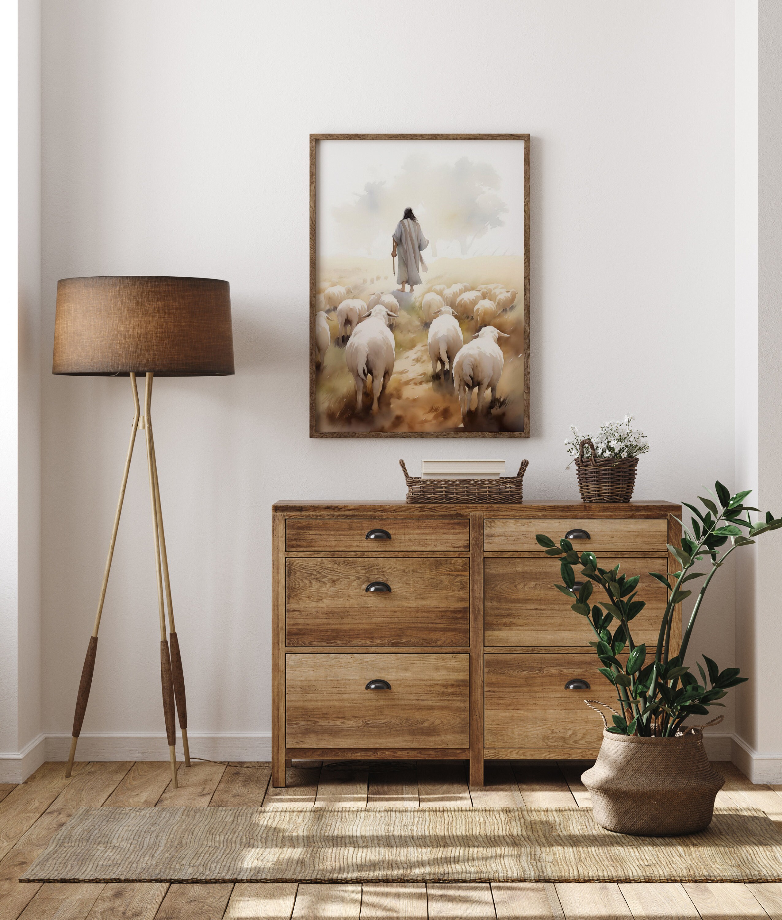 The Good Shepherd Poster, Jesus Leaves the 99 Sheep, Christian Modern ...