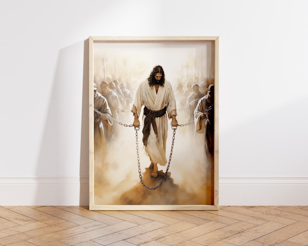 Jesus in Chains Watercolor Print: Crucifixion Bible Art (digital File ...