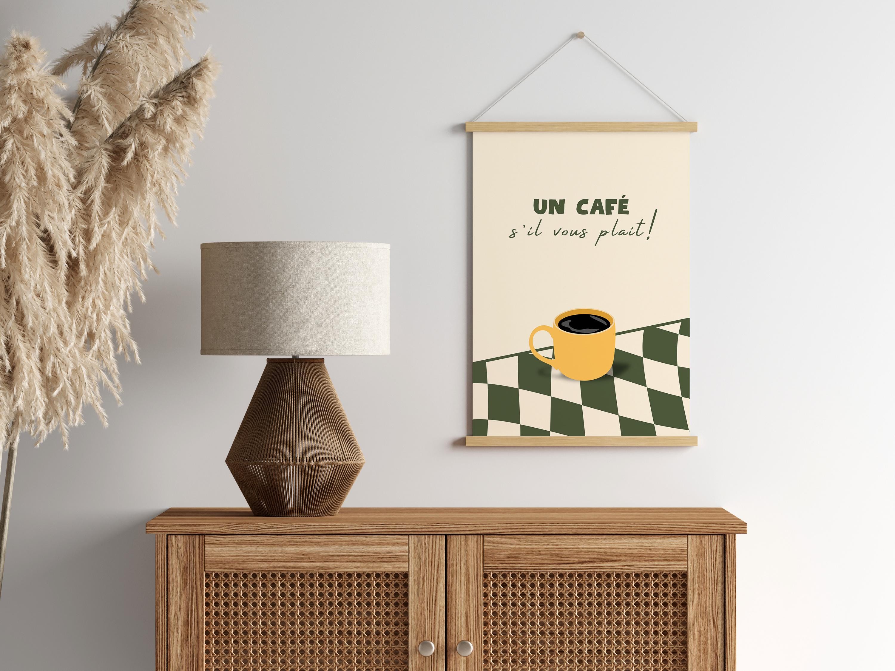 French Cafe Poster: Un Cafe S'il Vous Plait, Trendy Kitchen Art - Etsy