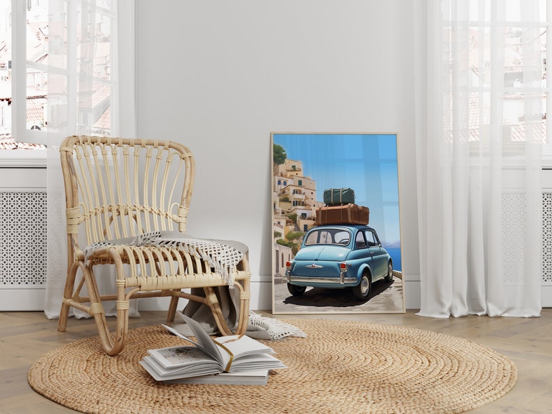 Fiat 500 Print: Retro Italian Car, Amalfi Coast Art (digital File) - Etsy