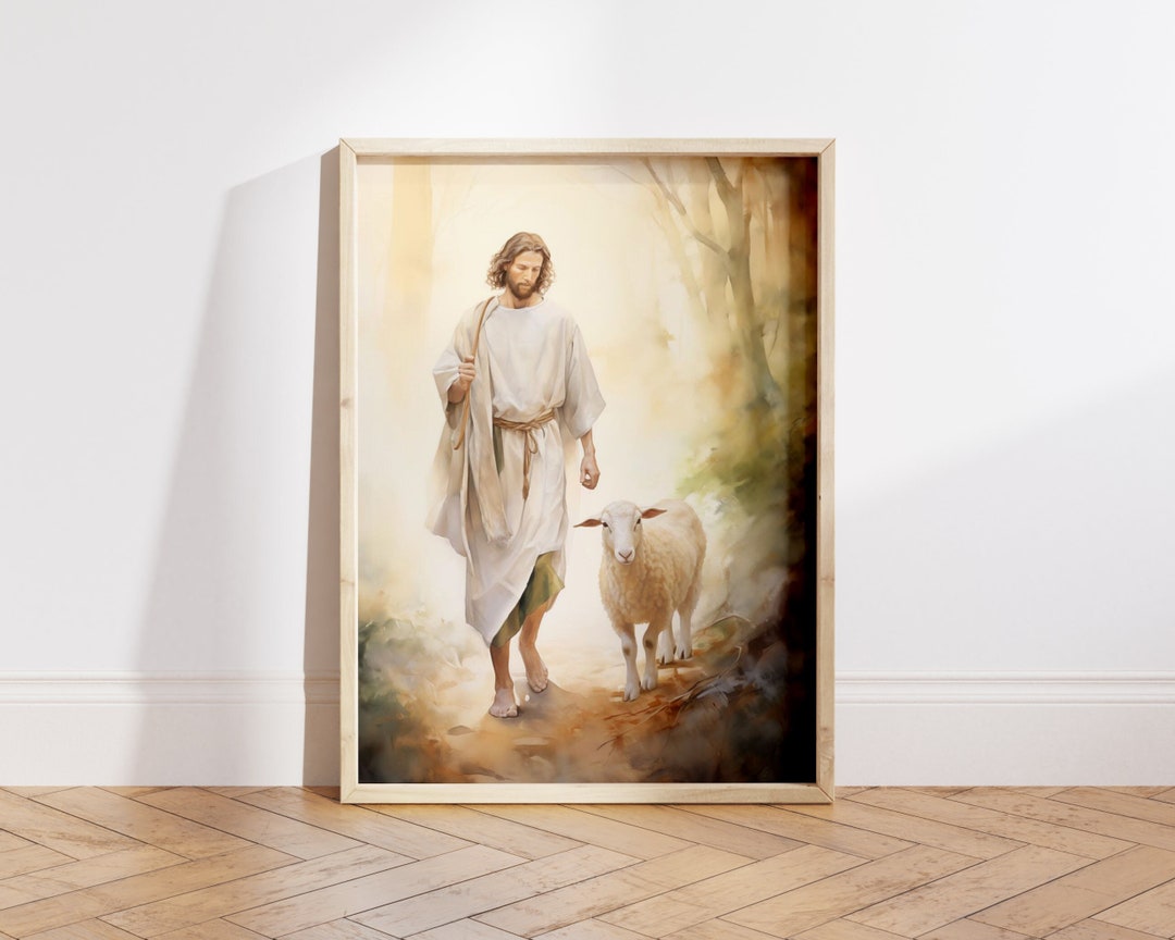 The Good Shepherd Poster, Jesus Leaves the 99 Sheep, Christian Modern ...