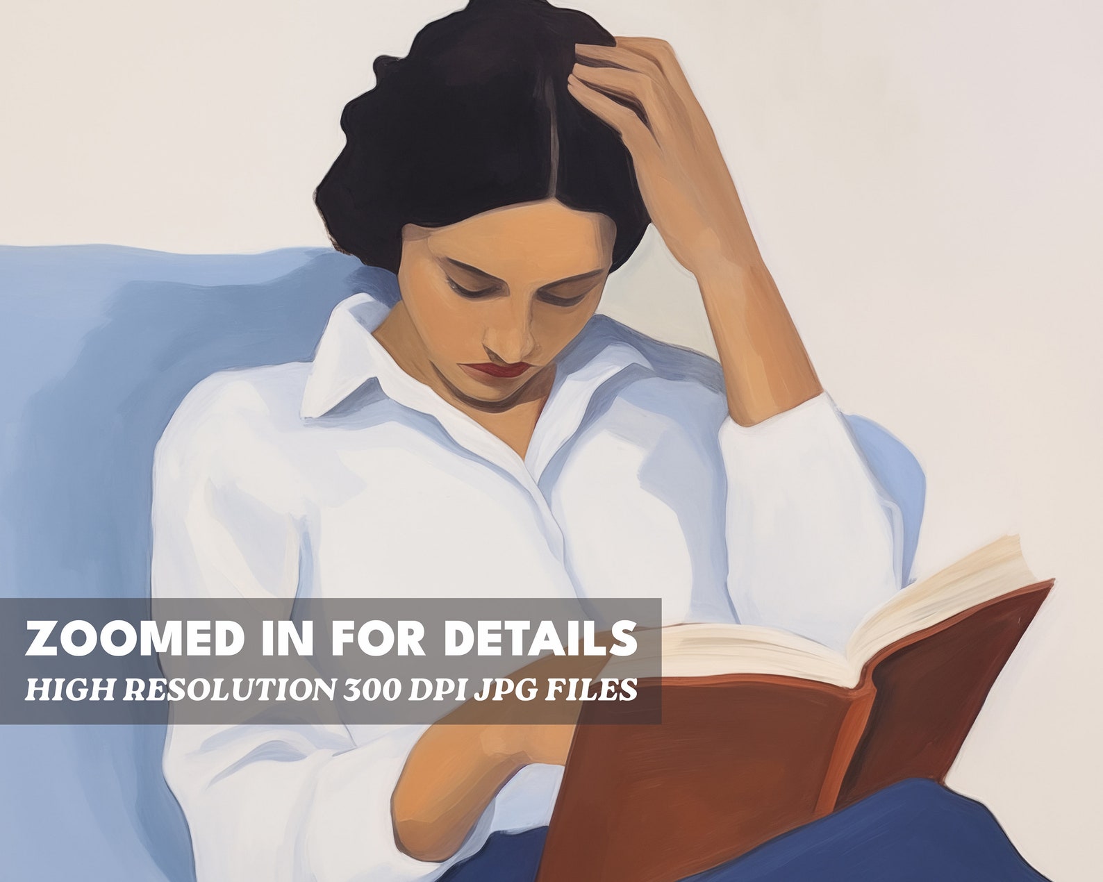 Woman Reading Gouache Painting: Book Lover Art Print - Library Wall Art ...
