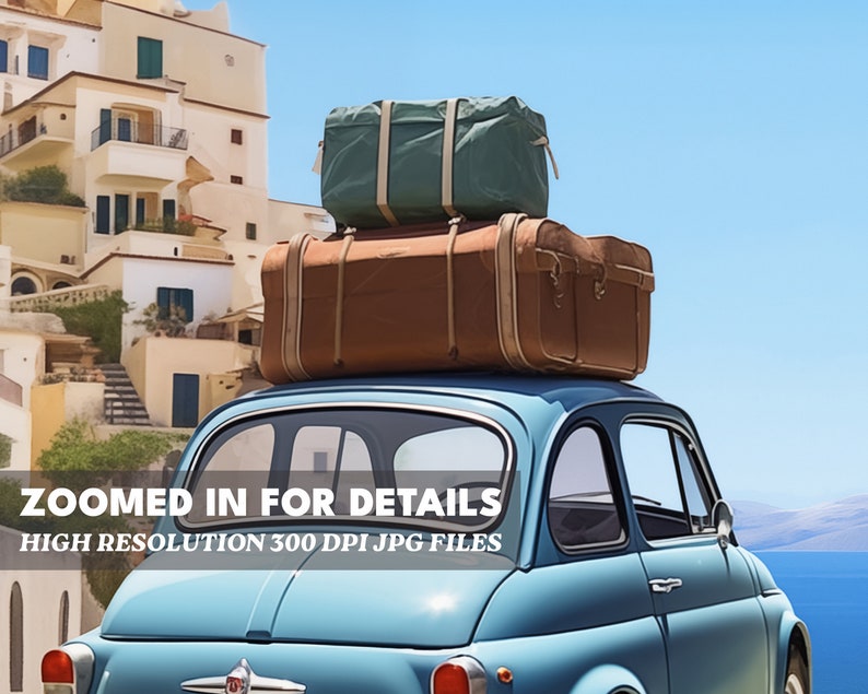 Fiat 500 Print: Retro Italian Car, Amalfi Coast Art (digital File) - Etsy