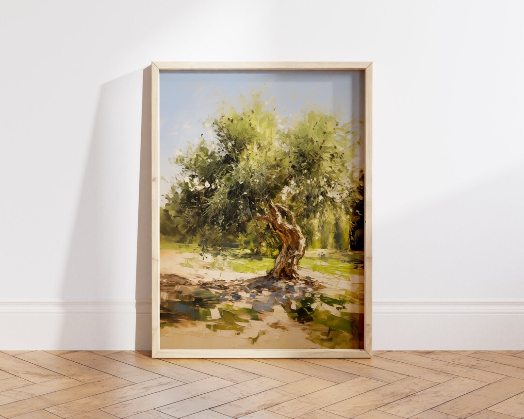 Olive Tree in Clay Vessel Painting, Vintage Olive Plant Painting ...