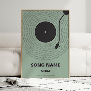 Custom Song Lyrics Print, Personalised Music Poster, Customizable Music ...