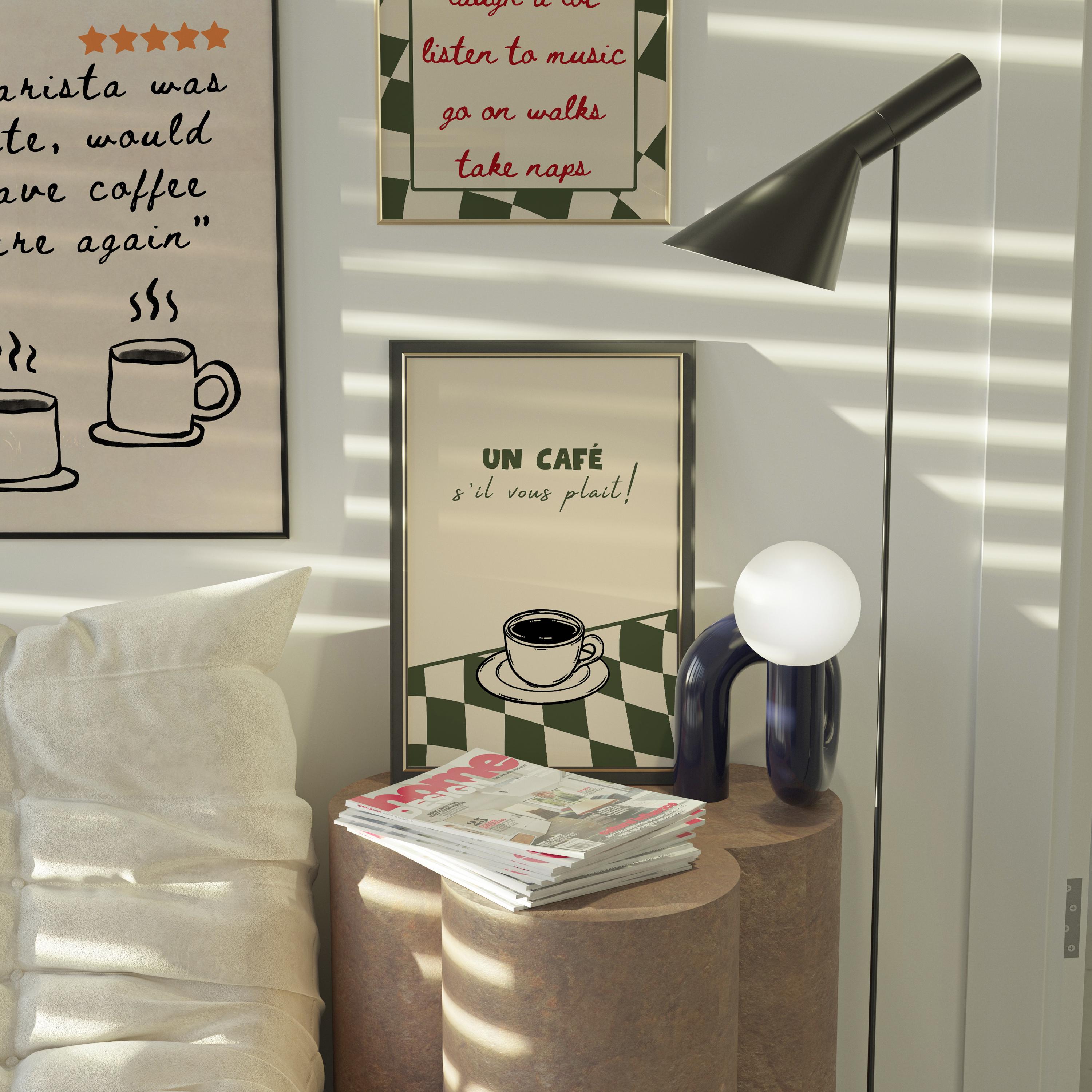 French Cafe Poster: Un Cafe S'il Vous Plait, Trendy Kitchen Art ...