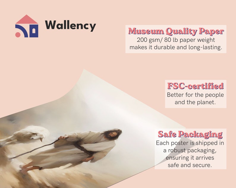 The Good Shepherd Poster, Jesus Leaves the 99 Sheep, Christian Modern ...