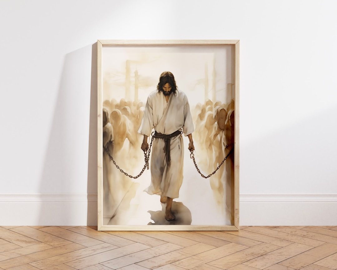 Jesus in Chains Poster by Wallency Watercolor Wall Art, the Crucifixion ...