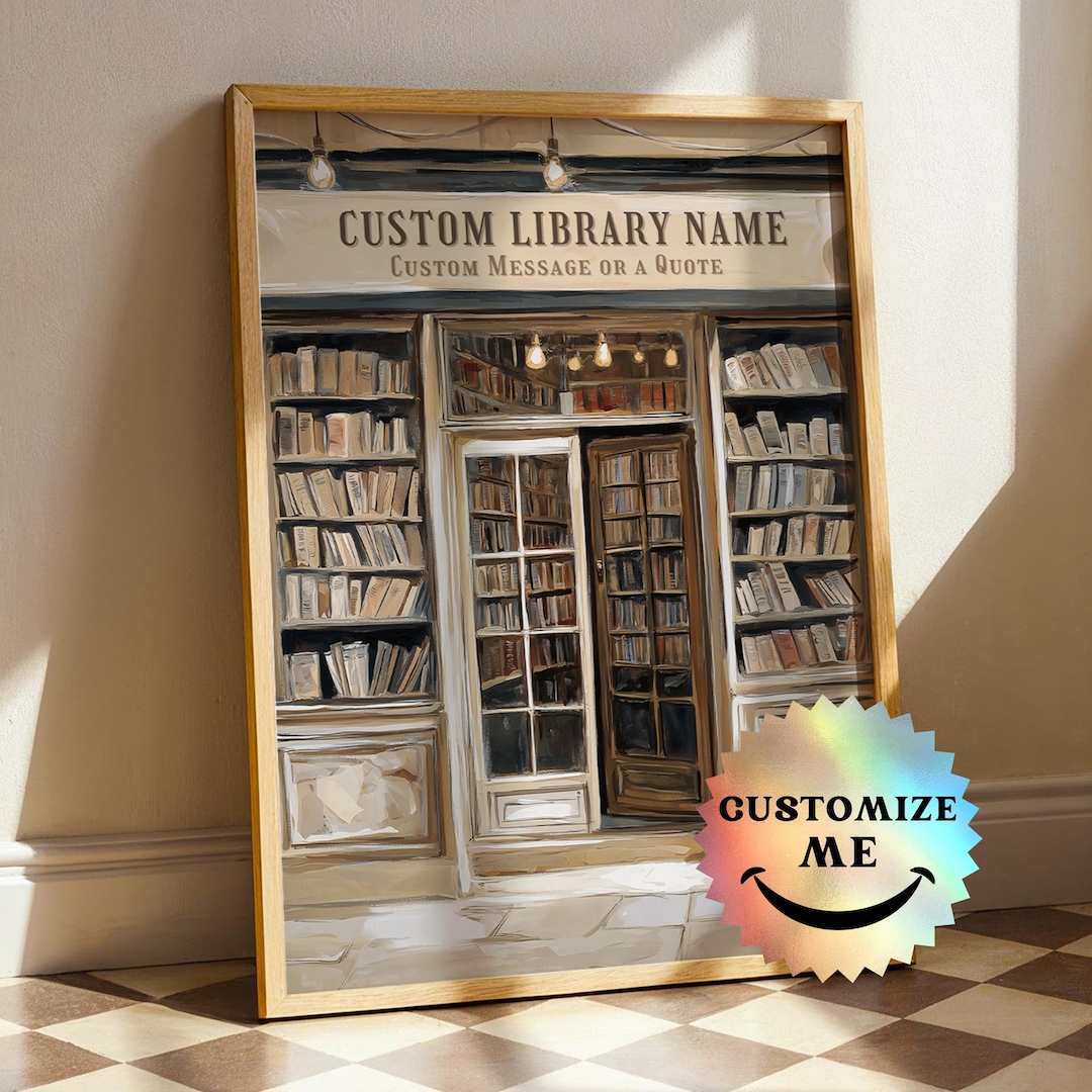 Custom Library Poster, Personalized Gift Idea for Book Lovers ...