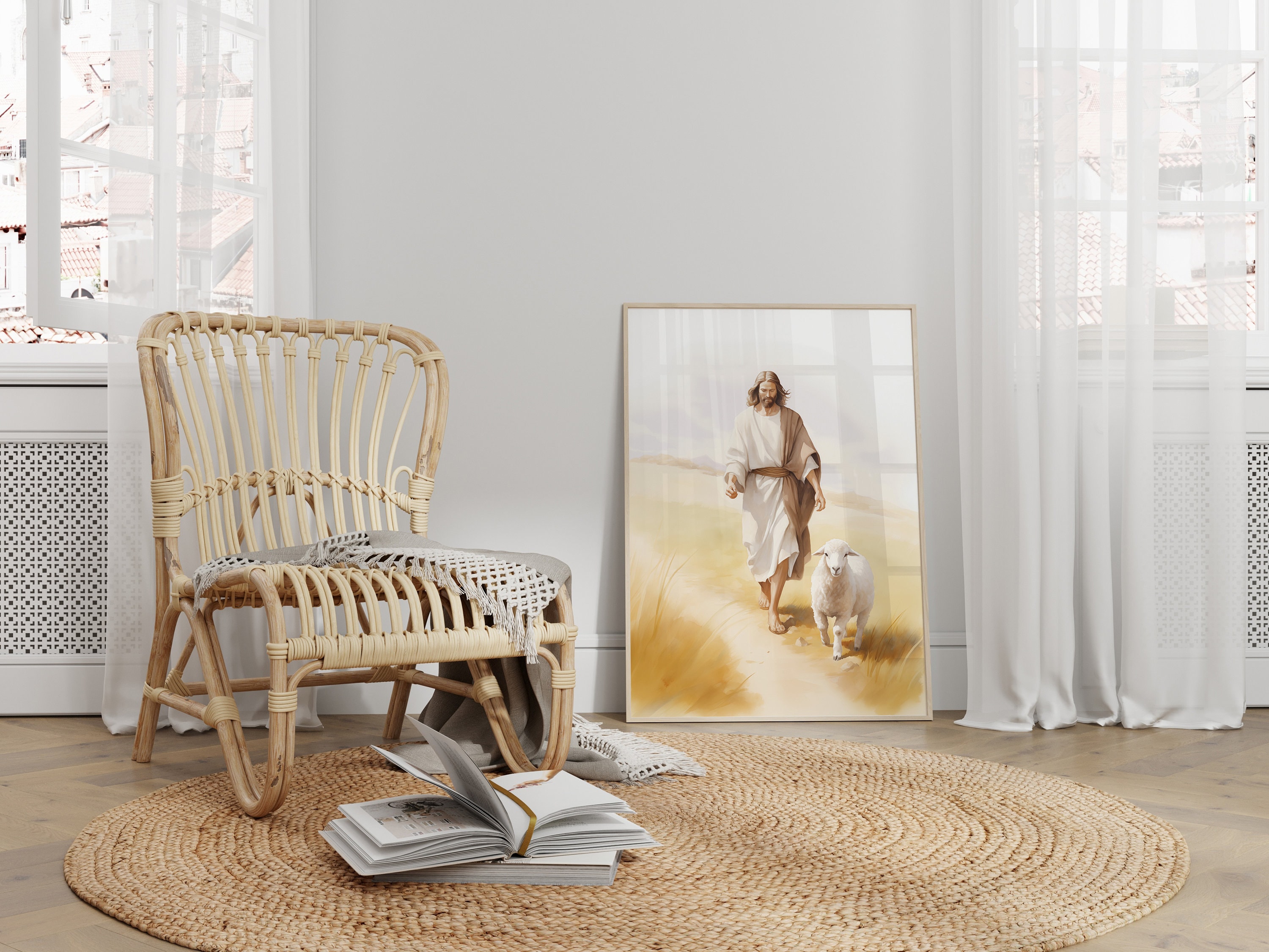 The Good Shepherd Poster, Jesus Leaves the 99 Sheep, Christian Modern ...