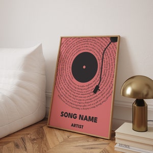 Custom Song Lyrics Print, Personalised Music Poster, Customizable Music ...