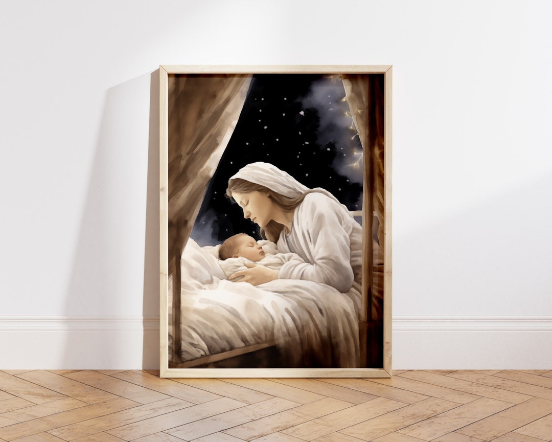Mary and Baby Jesus Print: Nativity Scene Watercolor (digital File) - Etsy