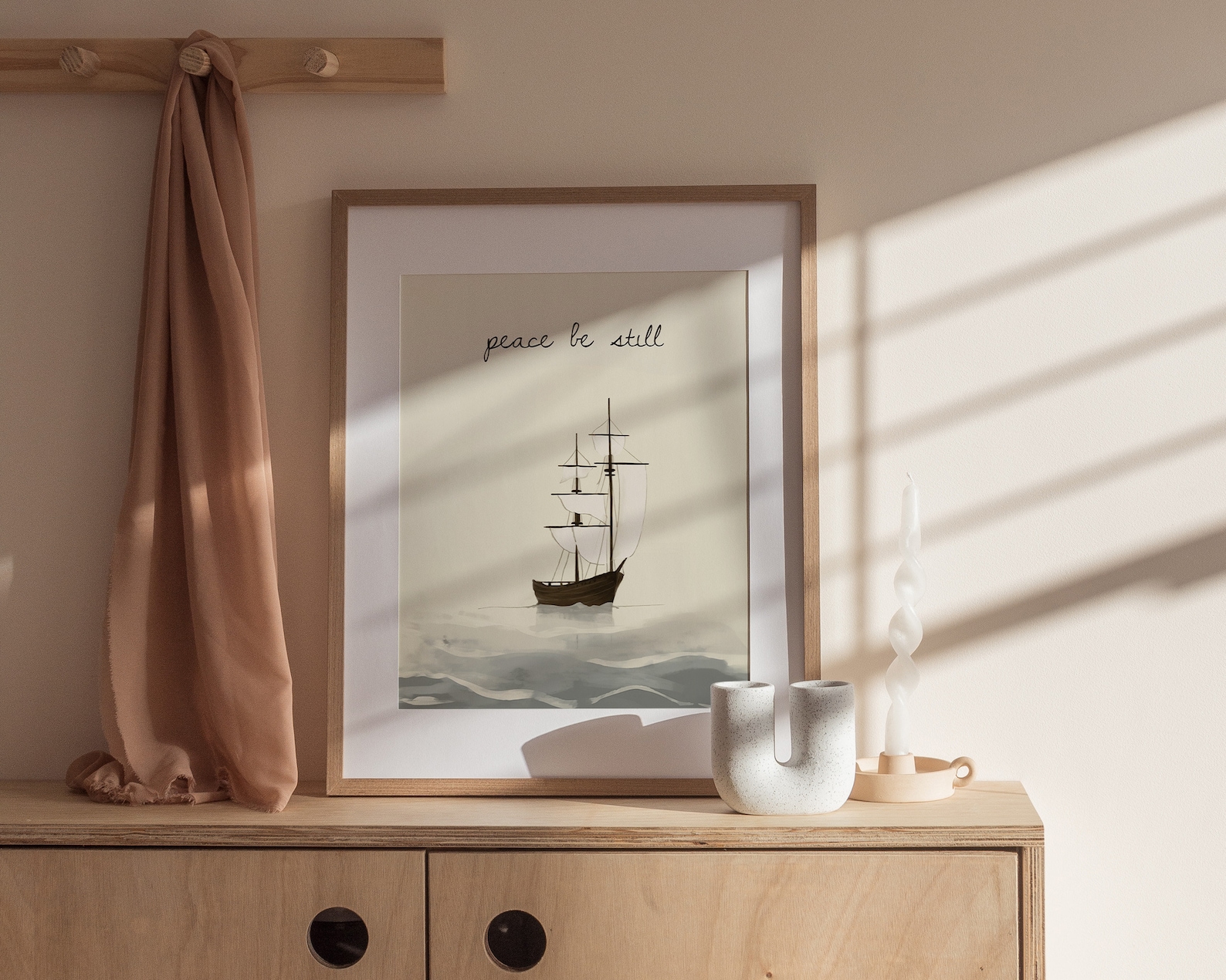 Peace Be Still Poster Jesus Calms Storm, Jesus Bible Art, Modern Boho ...