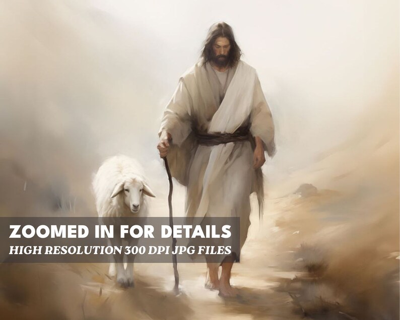 The Good Shepherd Poster, Jesus Leaves the 99 Sheep, Christian Modern ...