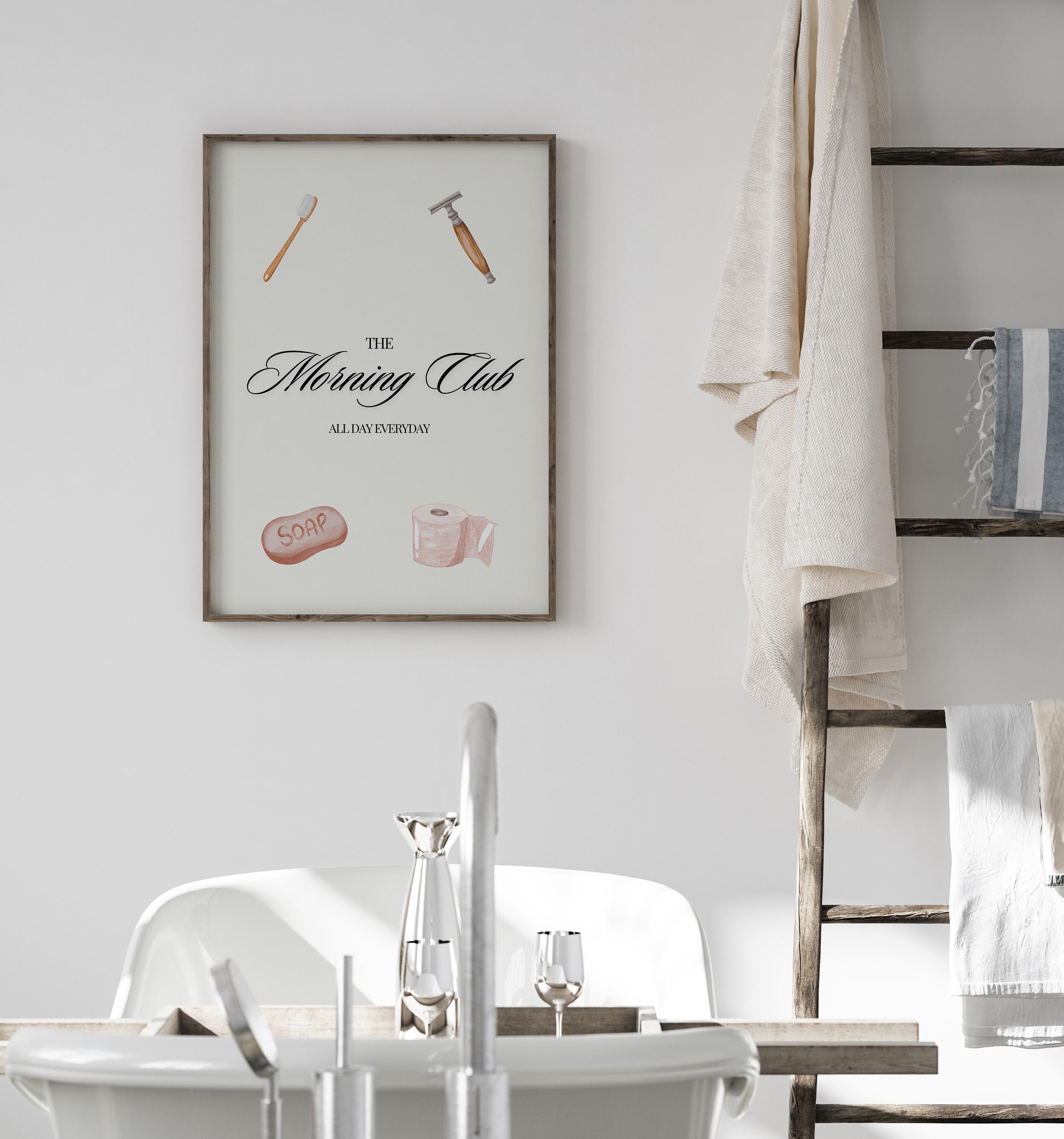 The Morning Club Poster: Watercolor Bathroom Essentials Art Print - Etsy