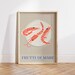 Frutti Di Mare Poster by Wallency Red Shrimp Wall Print, Minimalist ...