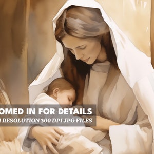 Mary Holding Baby Jesus Poster by Wallency - Birth of Jesus Wall Art ...