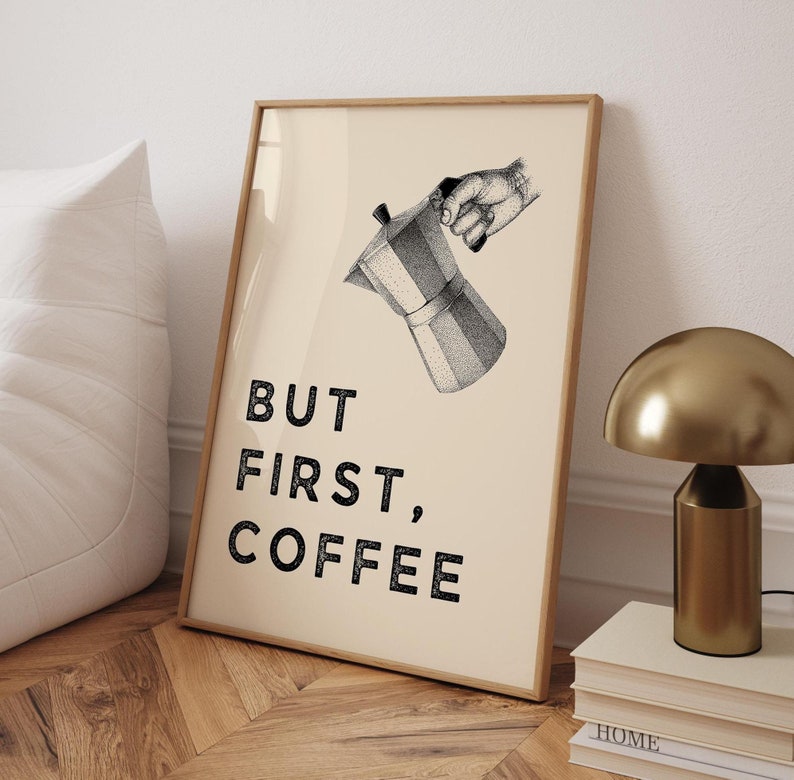 But First Coffee Print, Moka Pot Illustration, Kitchen Wall Art - Etsy