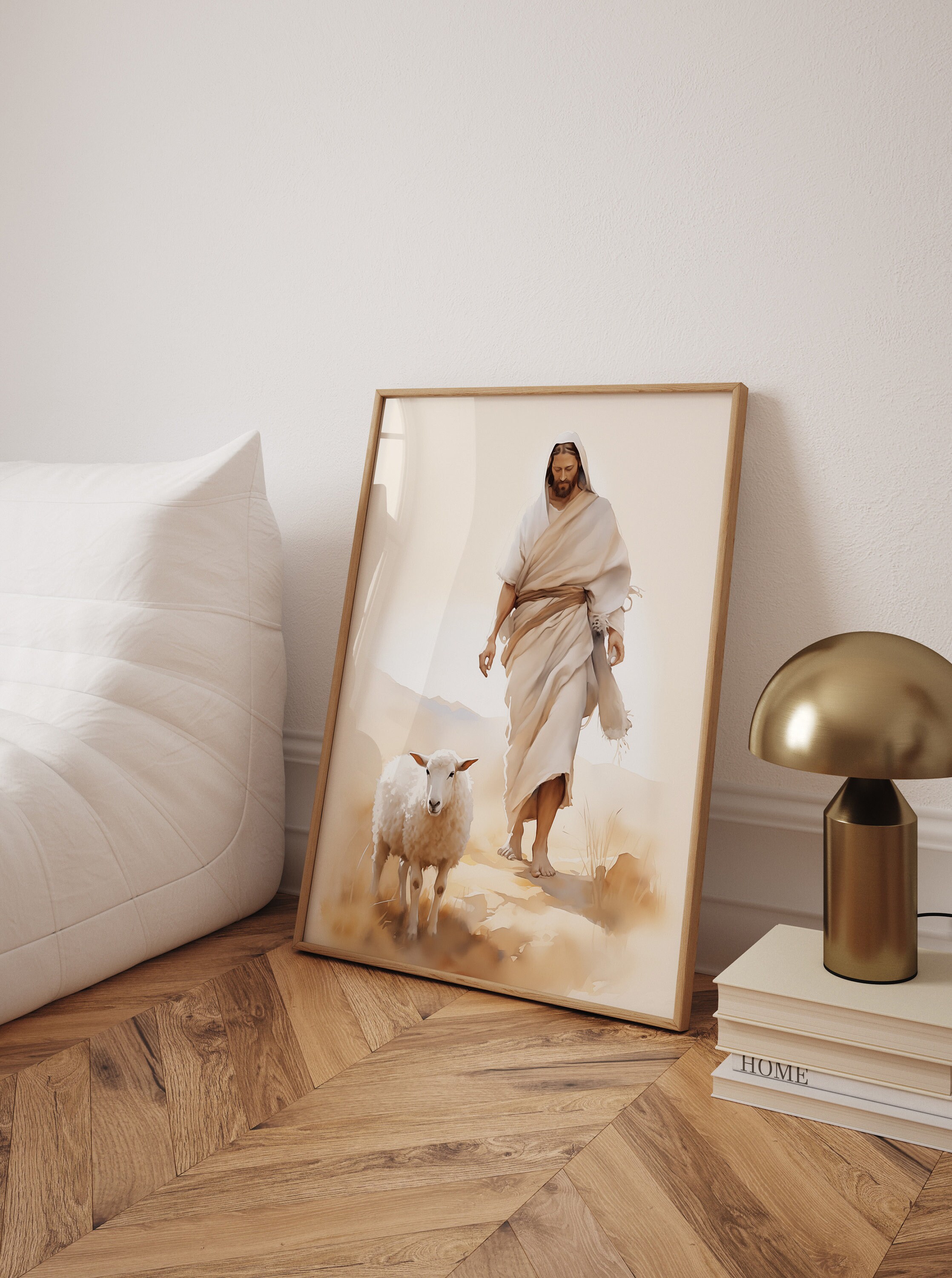 Parable of the Lost Sheep Poster by Wallency Watercolor Wall Art, Jesus and the Lamb Portrait ...