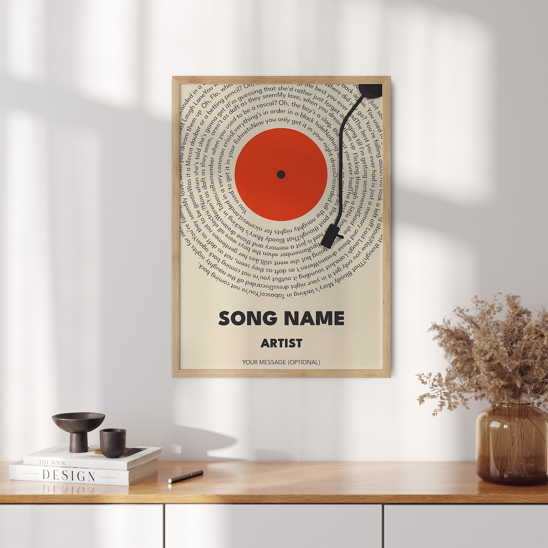 Custom Song Lyrics Print, Personalised Music Poster, Customizable Music ...