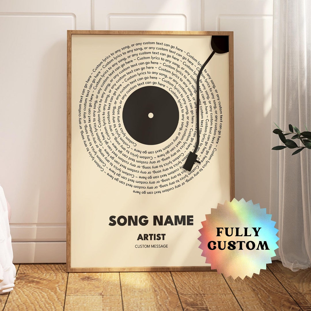 Custom Song Lyrics Print - Personalized Music Poster, Customizable ...