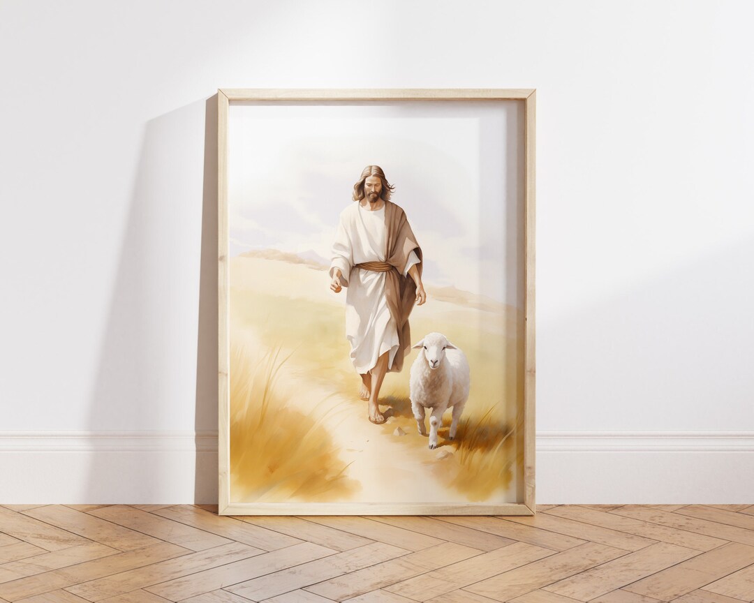 The Good Shepherd Poster, Jesus Leaves the 99 Sheep, Christian Modern ...