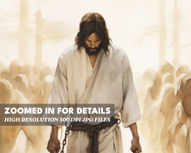 Jesus in Chains Poster by Wallency Watercolor Wall Art, the Crucifixion ...