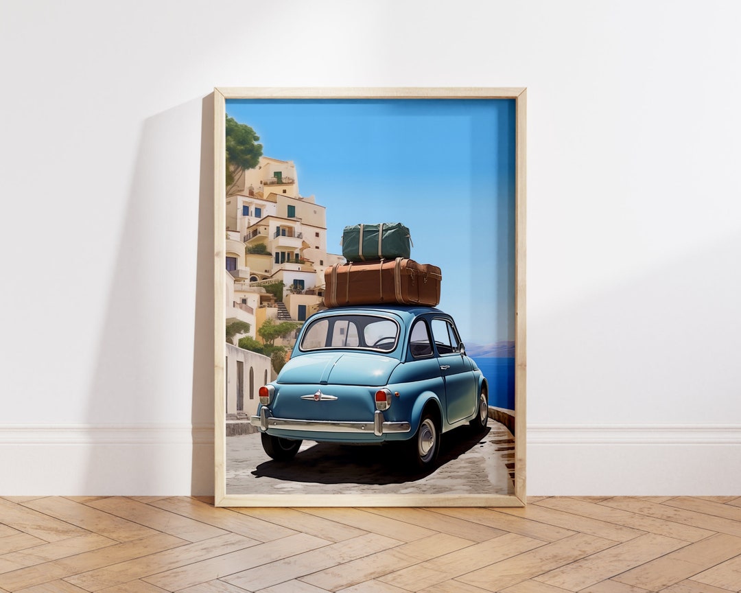 Fiat 500 Print: Retro Italian Car, Amalfi Coast Art (digital File) - Etsy