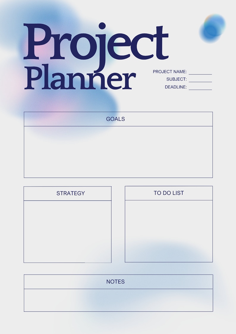 Project Planner | Printable to Do List | Minimal Project Planner ...