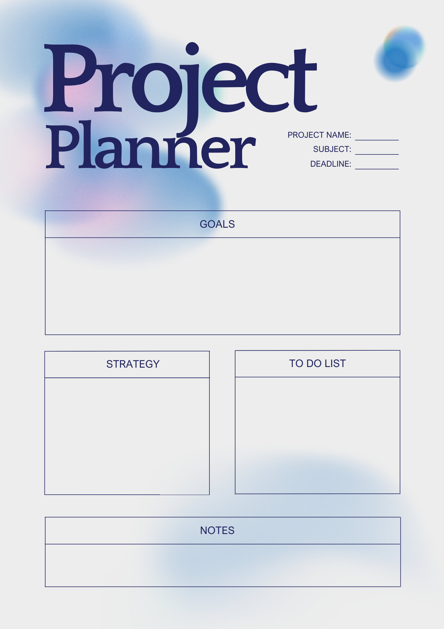 Project Planner | Printable to Do List | Minimal Project Planner ...