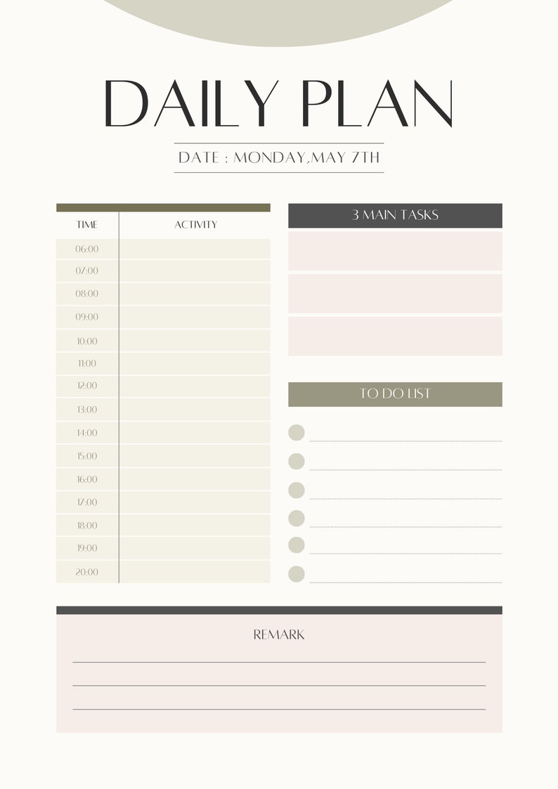 Daily Planner Printable to Do List Minimal Daily Schedule Daily ...