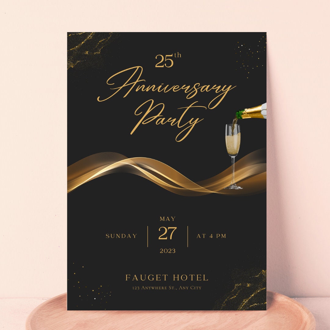 Anniversary Card Template | Anniversary Template | Editable Template ...