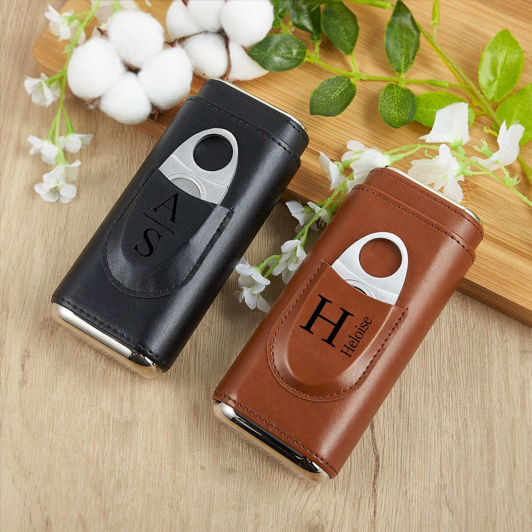 Personalized Cigar Case With Cigar Cutter Custom Leather - Etsy